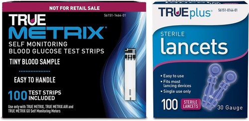 TRUE METRIX NFRS 100ct Test Strips & TRUEplus 30G Lancets 100ct ...