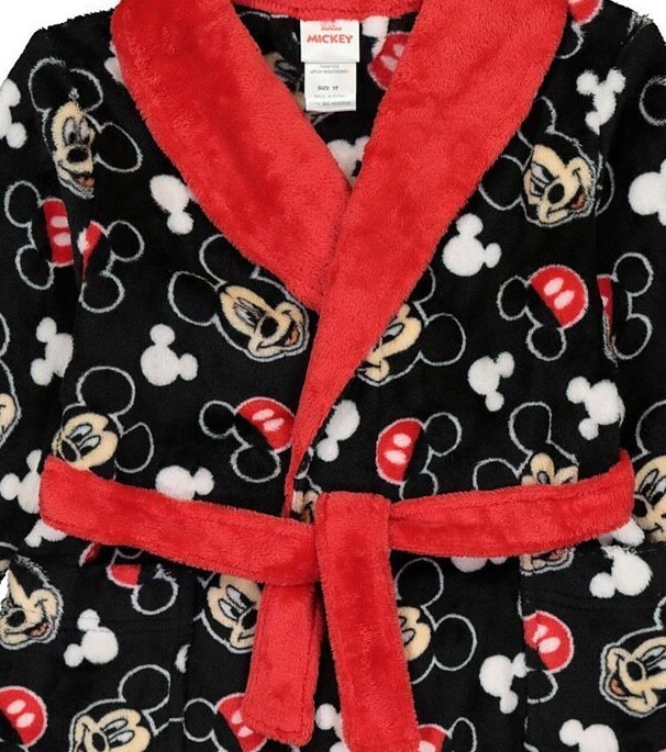 NWT Disney Mickey Mouse Robe Pajamas Cover Bathrobe 2T Toddler Boy Girl ...
