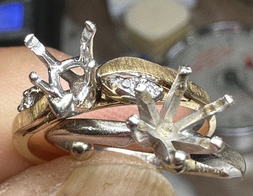 Solid 14k Gold (2) Engagement Ring Mountings 4.9 Grams SCRAP GOLD | eBay