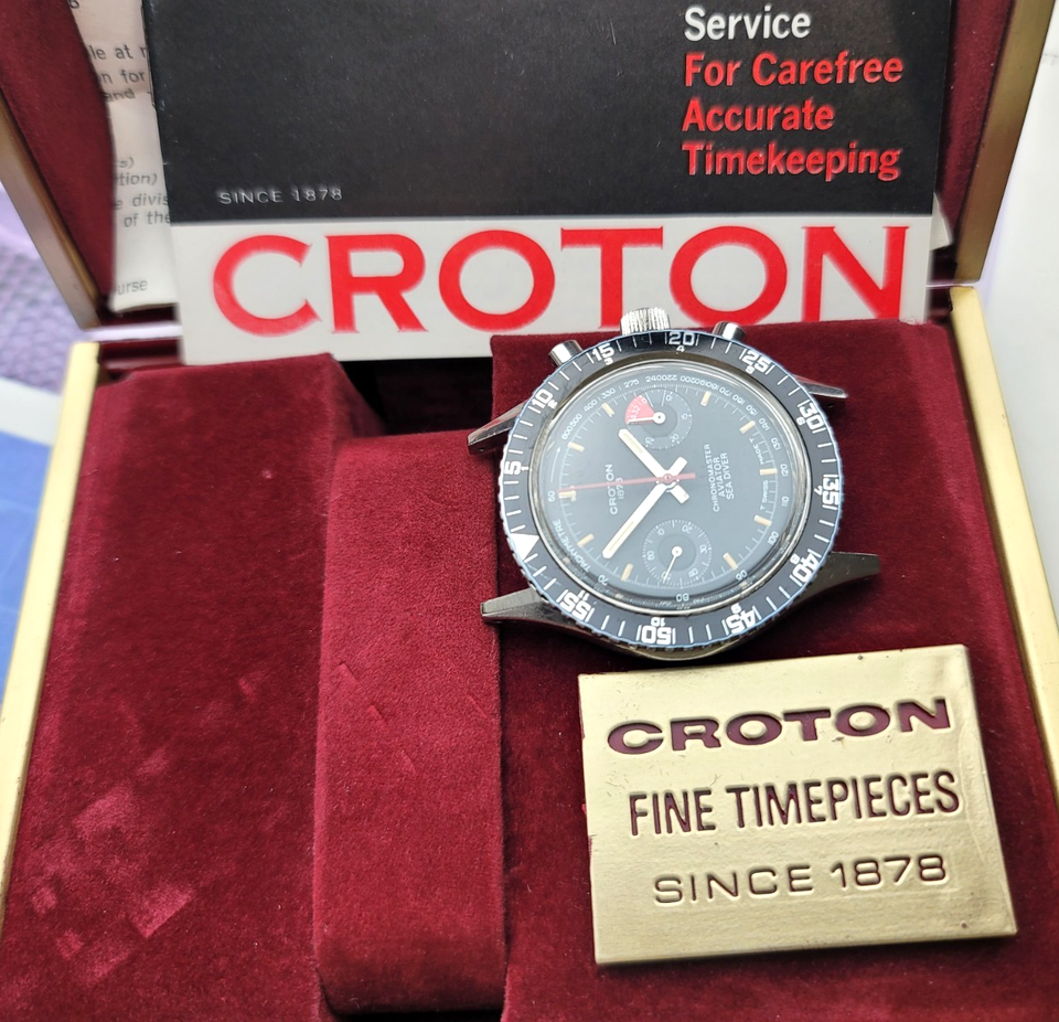 Large 38mm Croton Chronomaster Aviator SeaDiver chronograph Val 7733 ...