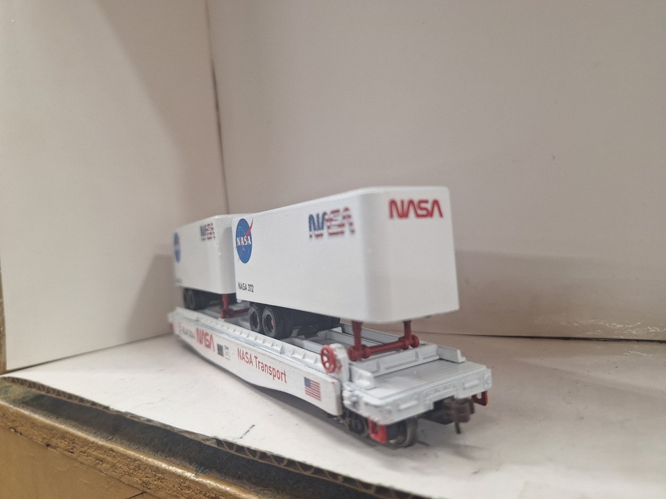 AHM 50FT HO CUSTOM NASA FLAT CAR AND TWIN NASA TRAILERS | eBay