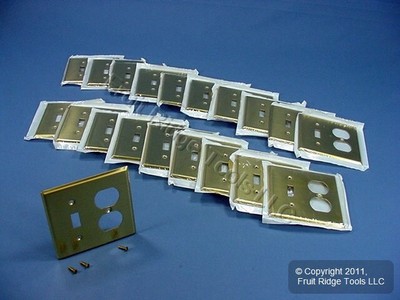 20 Leviton 2G Solid BRASS Receptacle Outlet Cover Wallplate ...