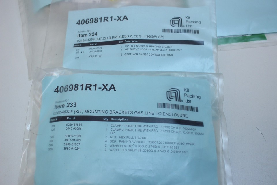 Applied Materials AMAT 0242-* Kit Lot 14742, 14741, 14740, 34358, 34359 ...