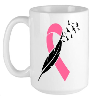 Pink Ribbon Feather Coffee Mug Breast Cancer Awareness Gift 11 oz | eBay