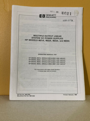 HP 5957-6332 DC Power Supply Models 6621A, 6622A, 6623A, 6624A ...