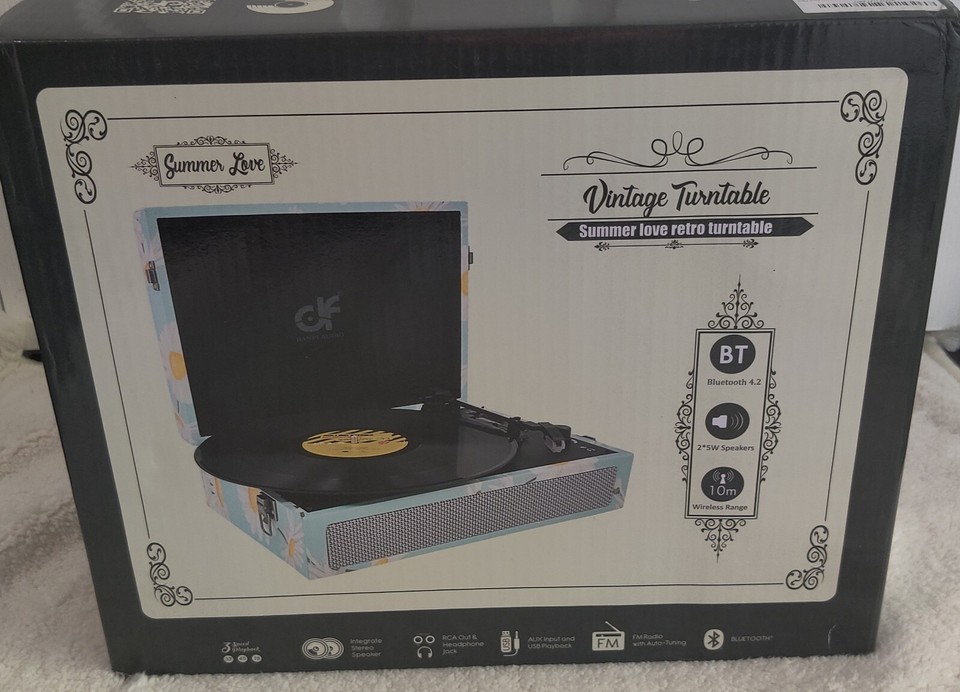 Danfi Audio Built In Speakers 3 Speeds Bluetooth Turntable, FM Radio ...