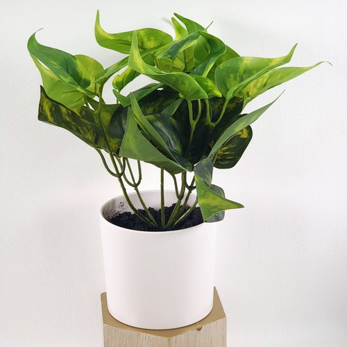 Faux Mini Ivy 10" Potted Plant with Modern White Pot Floral Decor ...