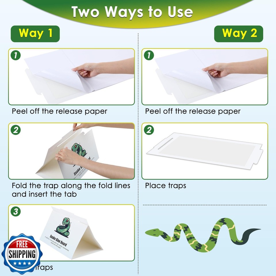 Qualirey 4 Pack Large Snake Glue Traps, 28" x 14" Large Mouse Sticky ...