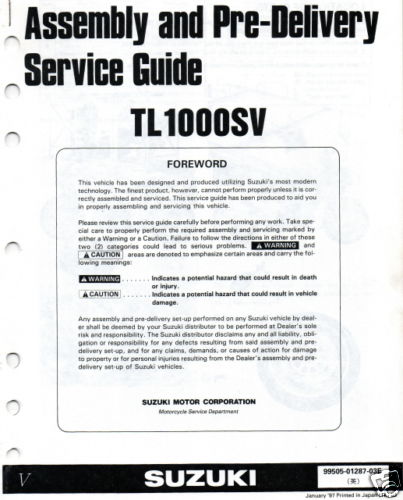 1997 SUZUKI TL1000SV ASSEMBLY PREP SERVICE MANUAL | eBay