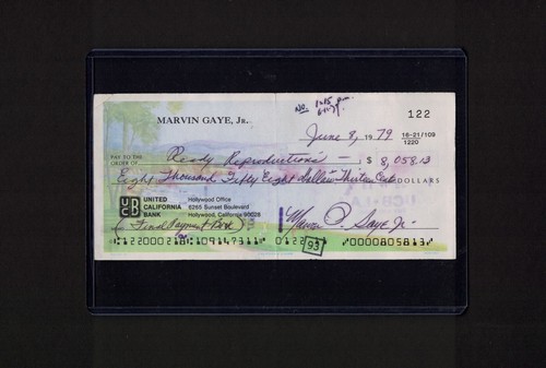 MARVIN GAYE SIGNED 1979 PERSONAL CALIFORNIA BANK CHECK w/ JSA COA RARE ...
