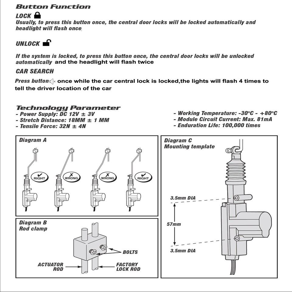 Universal Car 4 Door Kit Keyless Power Lock Entry System Security ...