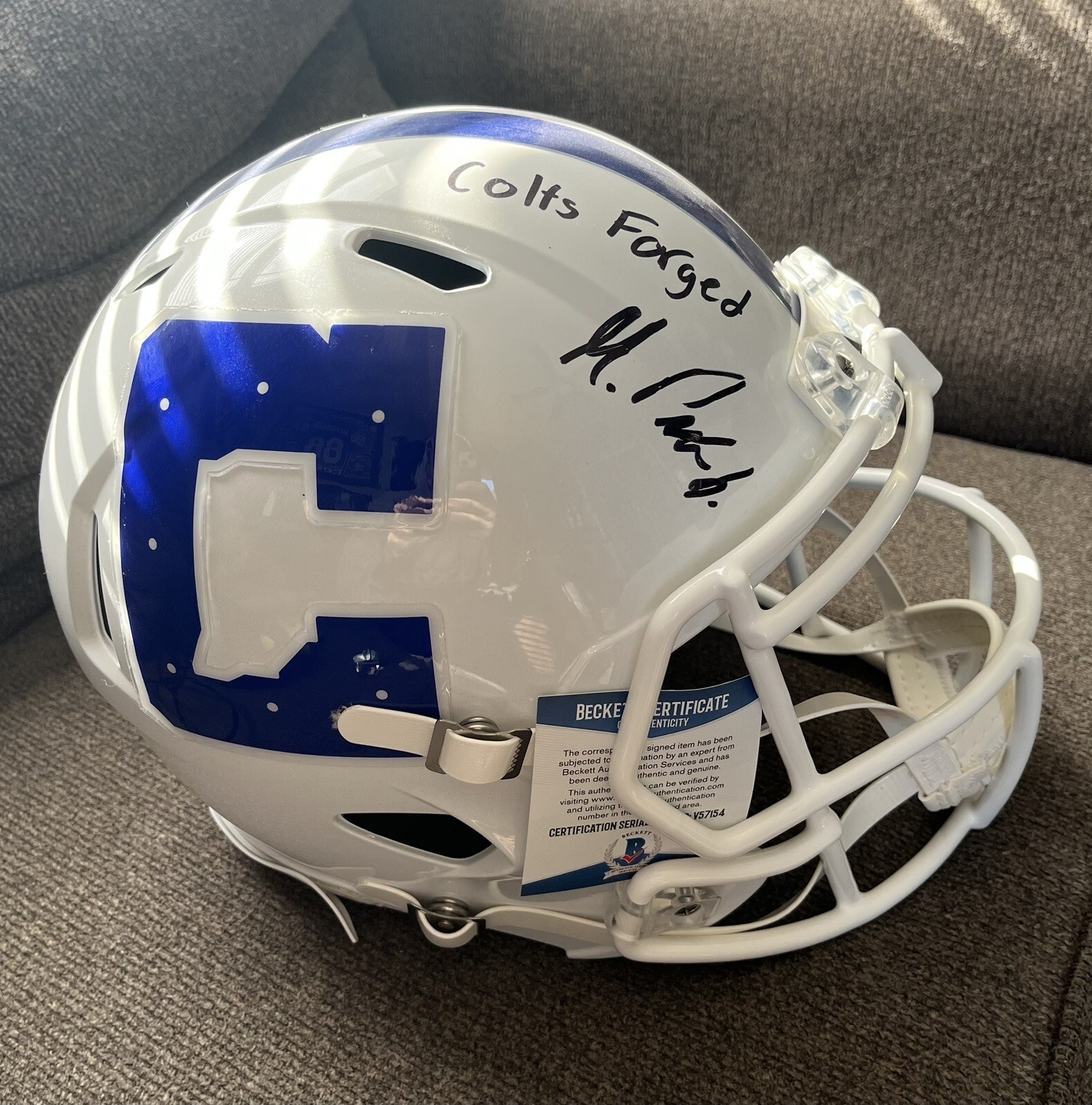 Michael Pittman Jr Autographed Colts Custom Helmet ALT Logo Full Size ...