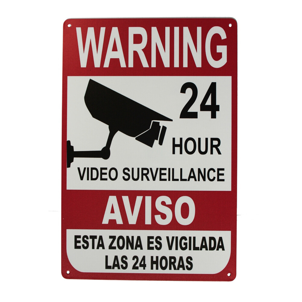 2x Warning Tin Sign SURVEILLANCE 24 Hours Video AVISO Security CCTV ...