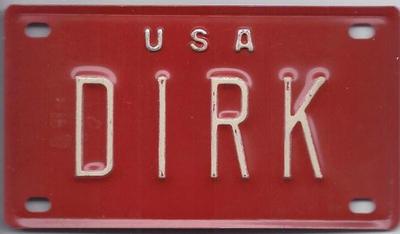 DIRK USA RED Vintage Mini License Plate - Name Tag - Bicycle Plate! | eBay