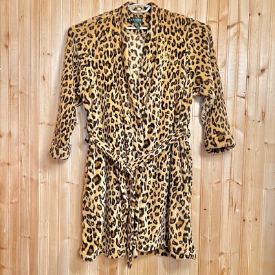 Lauren Ralph Lauren Cheetah Print Embroidered Bath Robe Nightwear ...