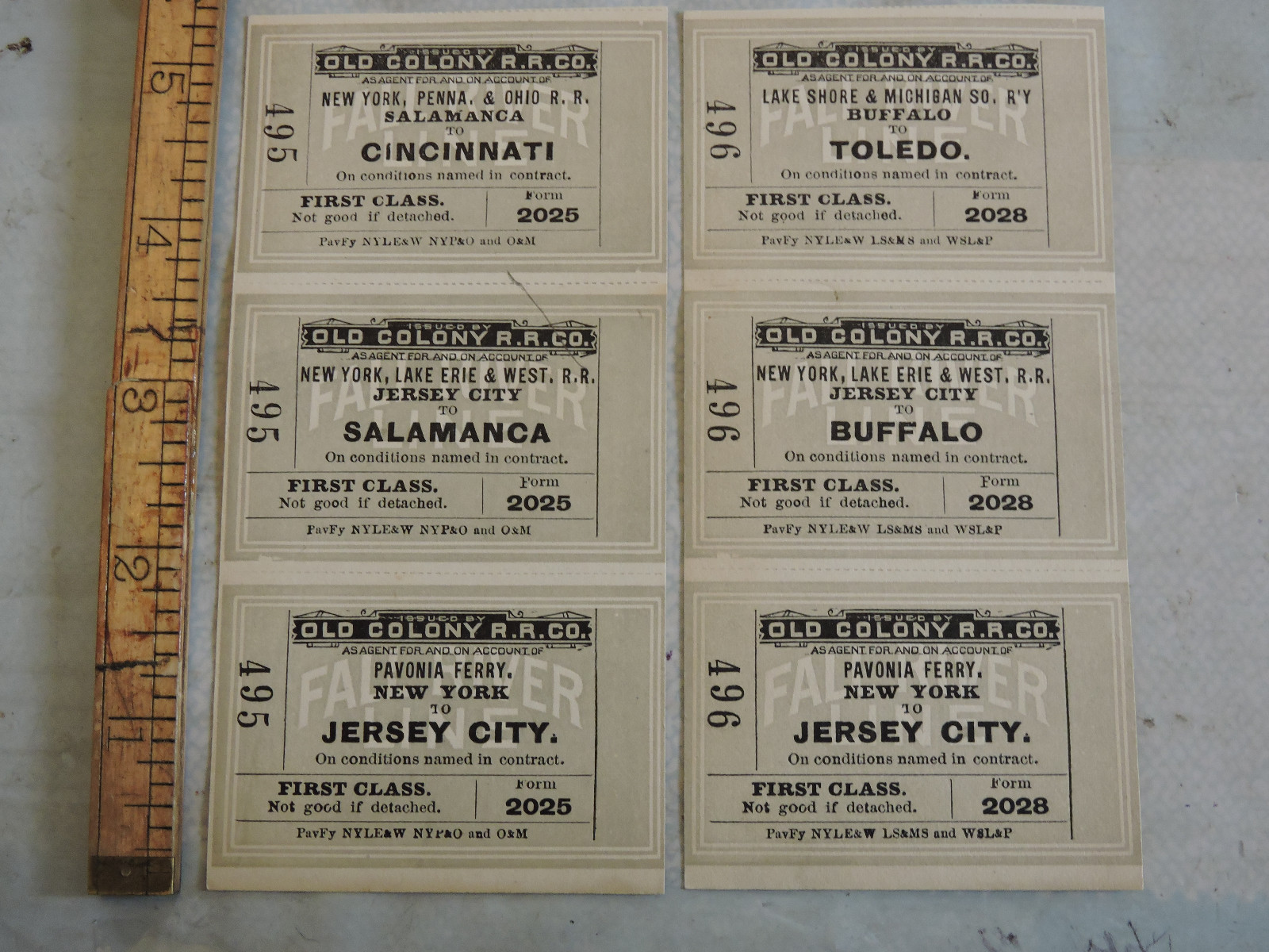 RARE 1888 OLD COLONY RAILROAD OCRR Tickets NYNHRR New York PRR FALL ...