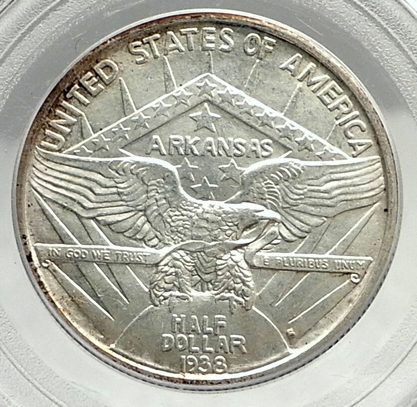 1938 ARKANSAS 100th Commemorative Silver Half Dollar US Coin PCGS MS 65 ...