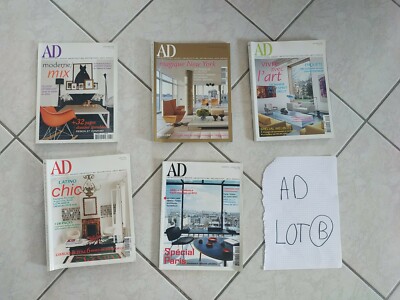 Lot de 5 magazines AD ARCHITECTURAL DIGEST années 2005-2007:latino chic ...