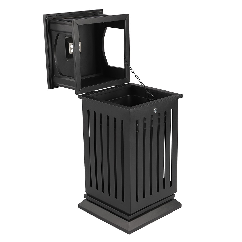 Trash Can Outdoor Dark Black Garbage Enclosure with Locking Lid Open ...