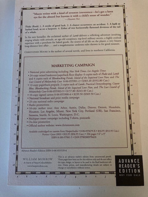 Fluke by Christopher Moore (2003) Advance Reader's Edition (ARC) | eBay