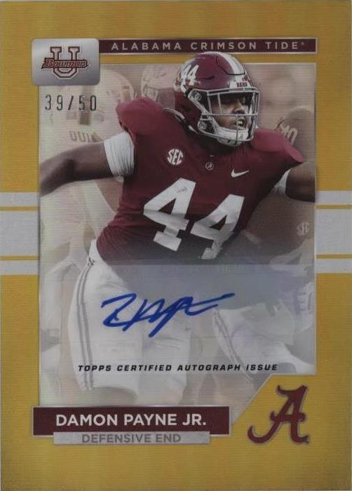 2023 Bowman University Alabama Crimson Tide - Damon Payne Jr. #23 Gold ...