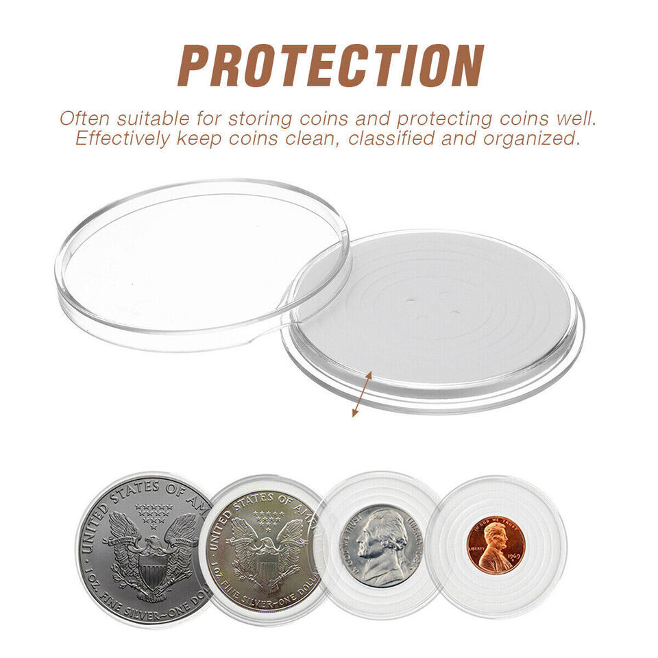 20PCS 46mm clear plastic coin capsules for silver coins and collectible ...