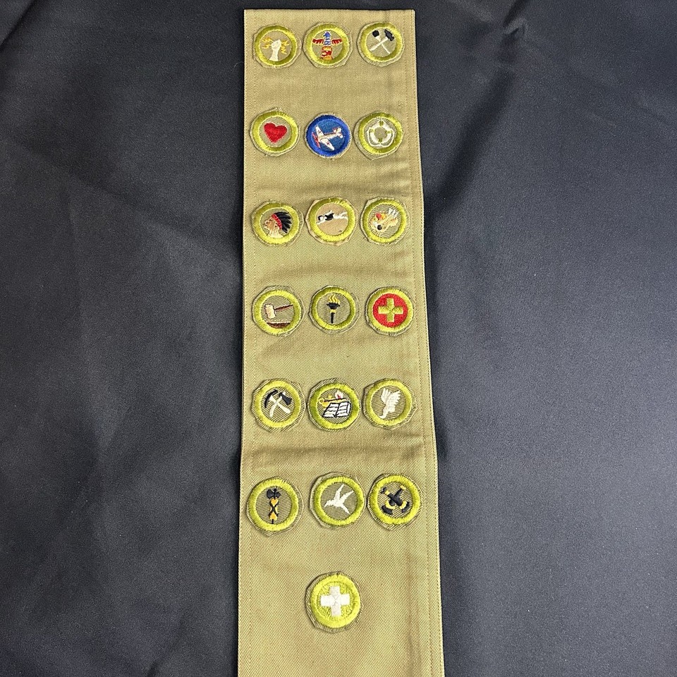 Vintage Boy Scout Sash W/ 19 Merit Badges BSA Rare Aviation Badge | eBay
