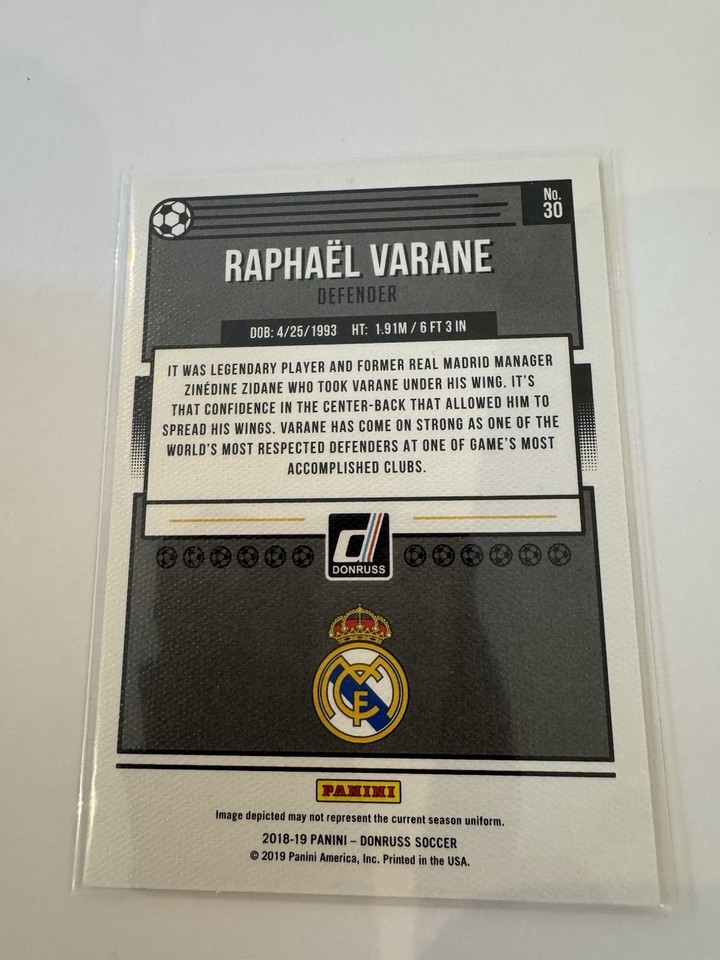 donruss 2018/2019 Raphael Varane Real Madrid Press Proof Canvas /25 | eBay