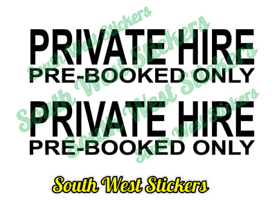 Private Hire Pre Book Only Taxi Sticker Stickers 300mm x 2 | eBay UK