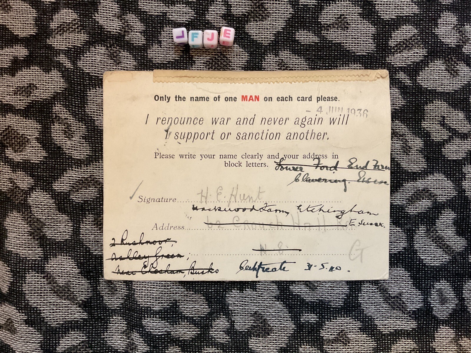 I Renounce War: VERY RARE WW2 PACIFISM PEACE CARD 1936 | eBay