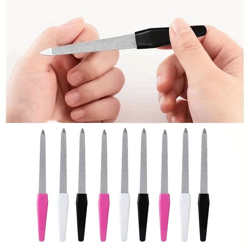 10PCS Plastic Handle Metal Nail File Double Side Nail Art Tools Unisex ...