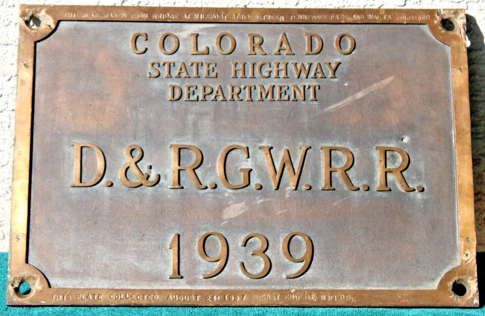1939 Denver & Rio Grande Western Railroad Sign Rare D&RGW Railway Malta ...