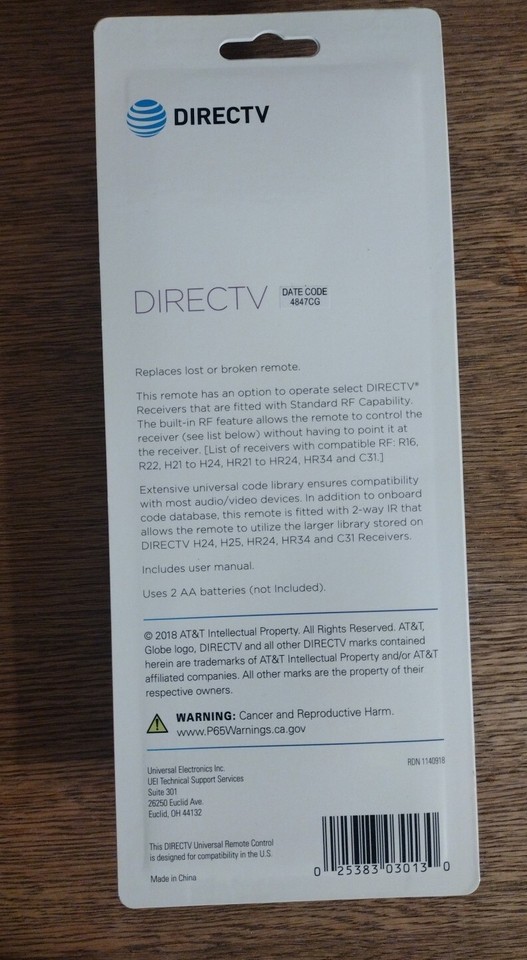 Direct TV Remote Control RC66RX Universal IR/RF Remote / BRAND NEW ...