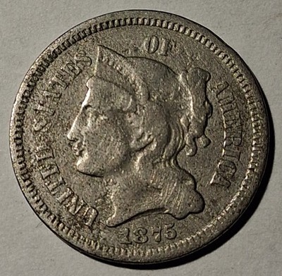 1875 Three Cent Nickel – VF – 19th Century US Coin #754 | eBay