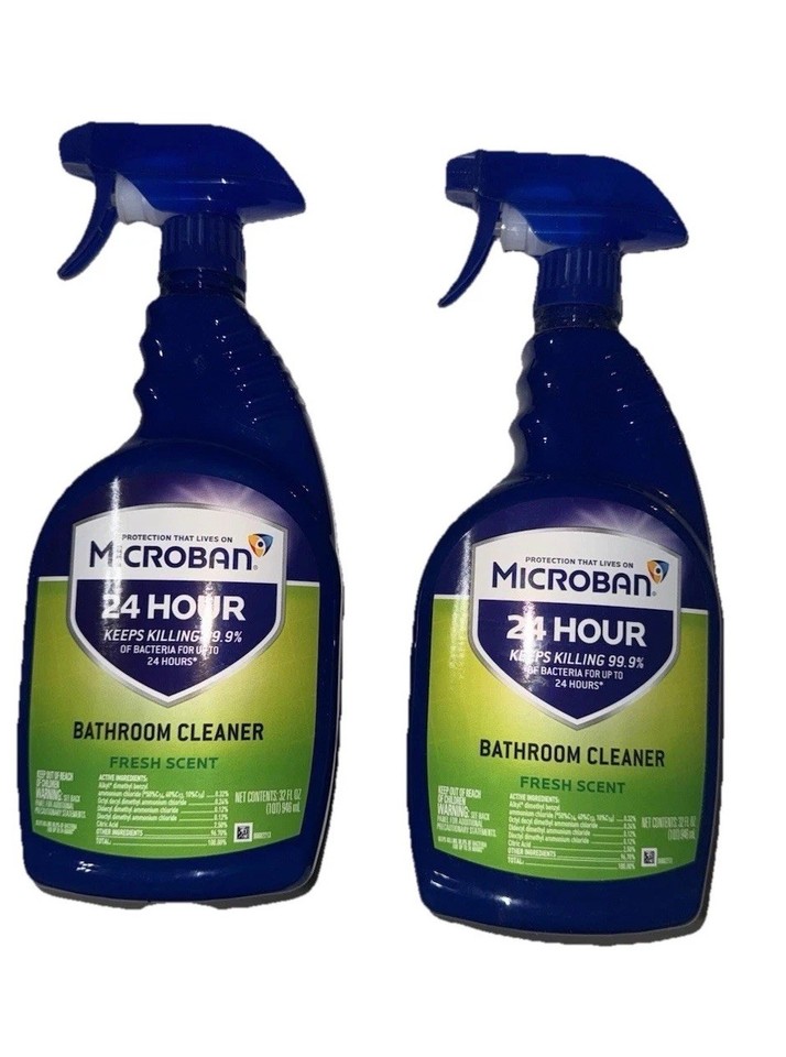 6-32 Oz. MICROBAN 24 Hour BATHROOM CLEANER Sanitizing Spray Fresh Scent ...
