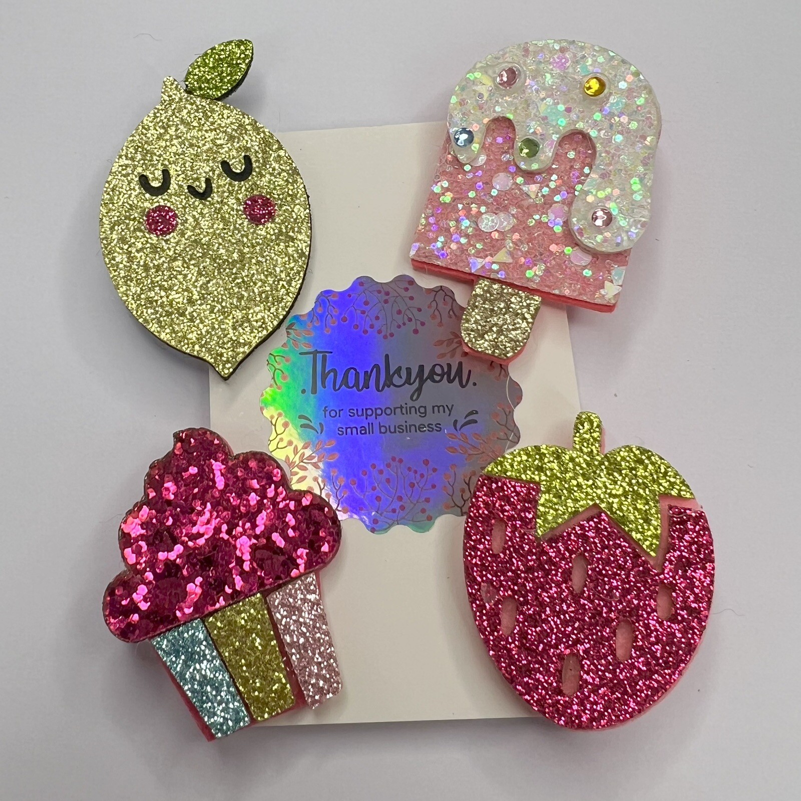 4 Pastel Sparkly Glitter Pink Kawaii Clips Pinch Bows Hair Accessories ...