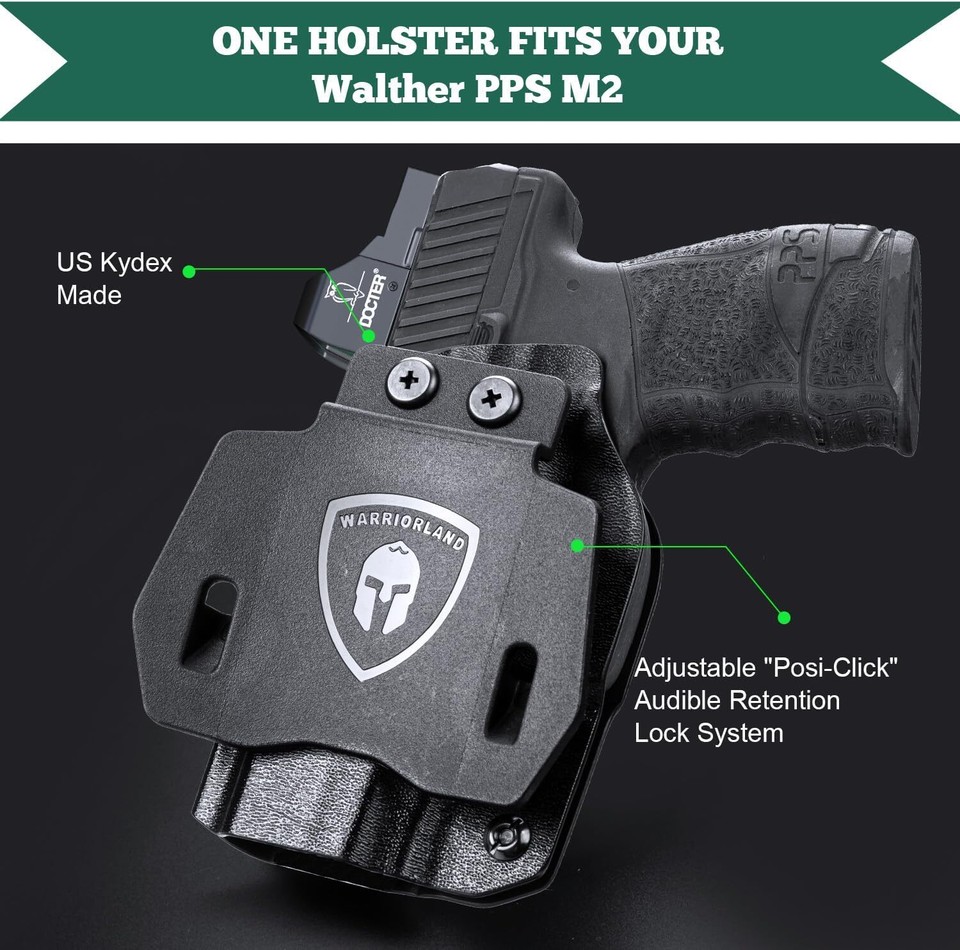 Walther PPS M2 OWB Holster Kydex Made Optics Cut:Walther PPS M2 Pistol ...