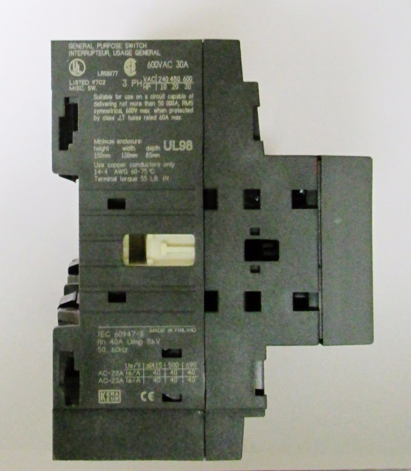 ABB OT30E3C 3 Pole 30 Amp Disconnect Switch NF UL98 ME73870 | eBay