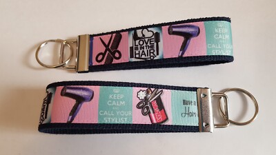 Hair Stylist Salon 6" Keychain Key Fob Wrist Strap Key Ring Gift Strong ...