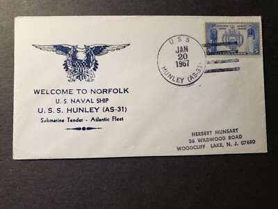 USS HUNLEY AS-31 Naval Cover 1967 Nicholson Cachet | eBay