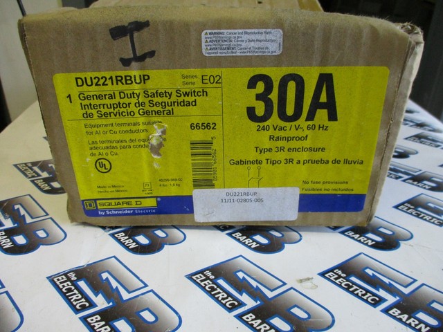 Square D DU221RBUP General Duty Safety Switch 30a 240 VAC Rainproof for ...