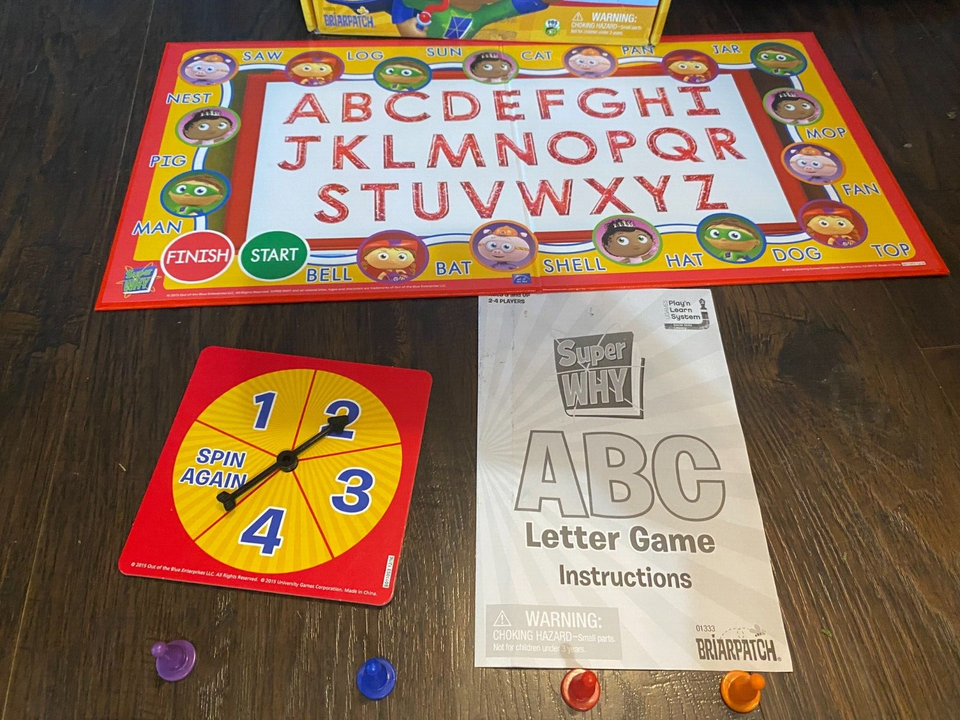 PBS Super Why ABC Letter Reading Board Game Kids Learn 2015 + 3 Finger ...