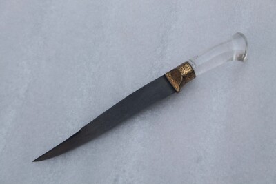 old antique gold damascened wootz pattern blade dagger rock Crystal ...
