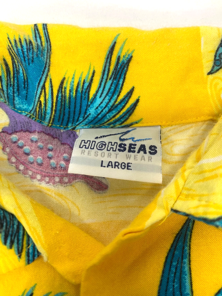 Vintage Hawaiian Shirt High Seas Resort Wear Large Tropical Parrot Bird ...
