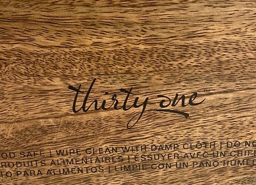 Thirty-One Close To Home Serving Tray Mango Wood “Rest & Relax” EUC | eBay