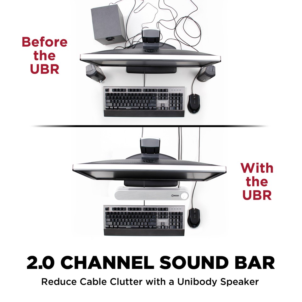 Computer Sound Bar Speaker (White) with Easy Access Headphone & Mic ...
