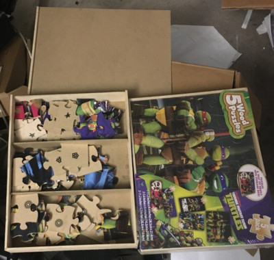 lot 2 Nickelodeon Teenage Mutant Ninja Turtles 5 Wood Puzzles &Storage ...