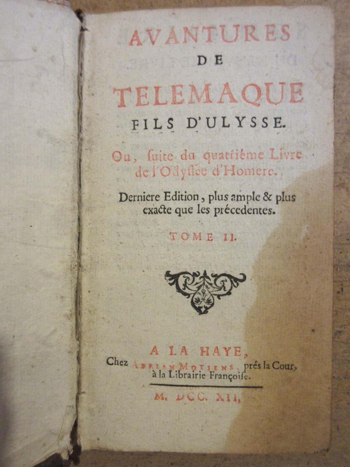 FENELON LES AVENTURES DE TELEMAQUE 1712 ADRIAN MOETJENS 4 PLANCHES TOME ...