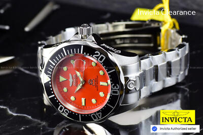 NEW Invicta Men's 300M Grand Diver Automatic Orange Dial Steel Bracelet ...