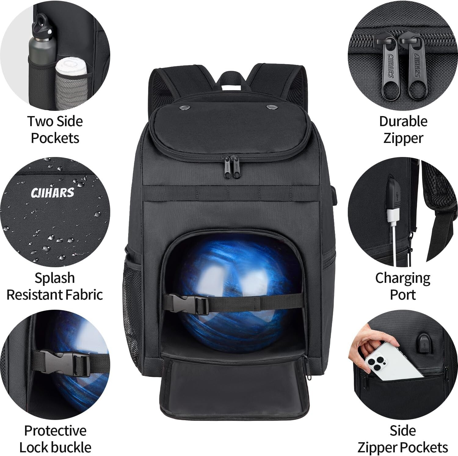 Bowling Backpack, Single Bowling Ball Bag with Shoe Bag up to Size 16 ...